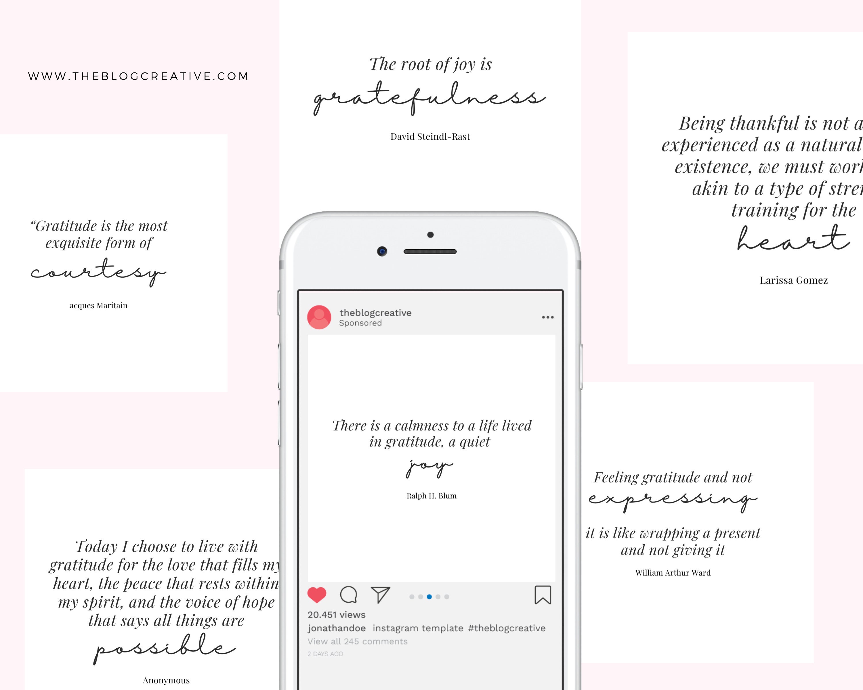 100 Gratitude Canva Quotes, Positive Quotes, Customizable Canva ...