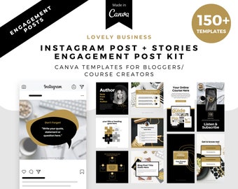 Black Gold Marble Instagram Story Templates Canva - Etsy