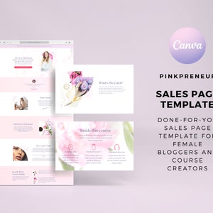 Pink, Canva Sales Page Template, Coaching Course Sales Page, Sales ...