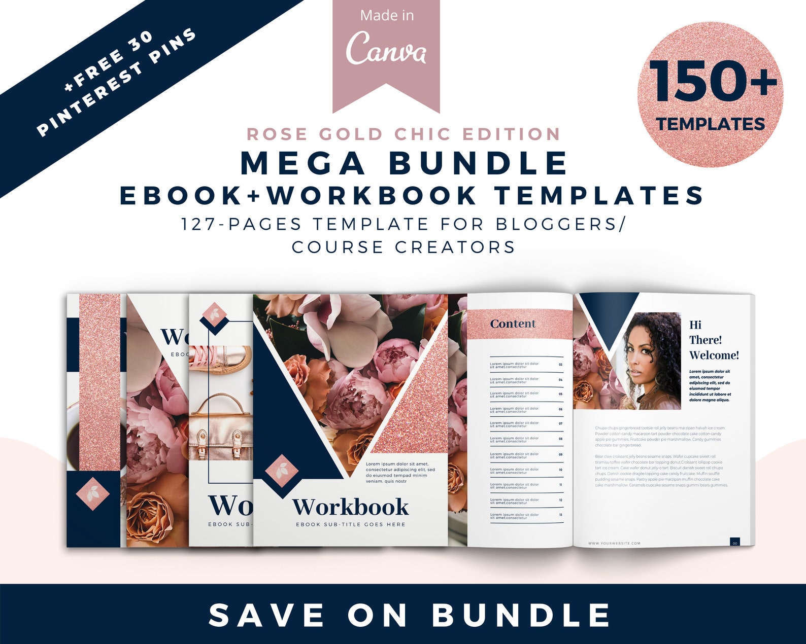 Rose Gold Chic Mega Workbook Canva Template. Workbook Template, DIY ...