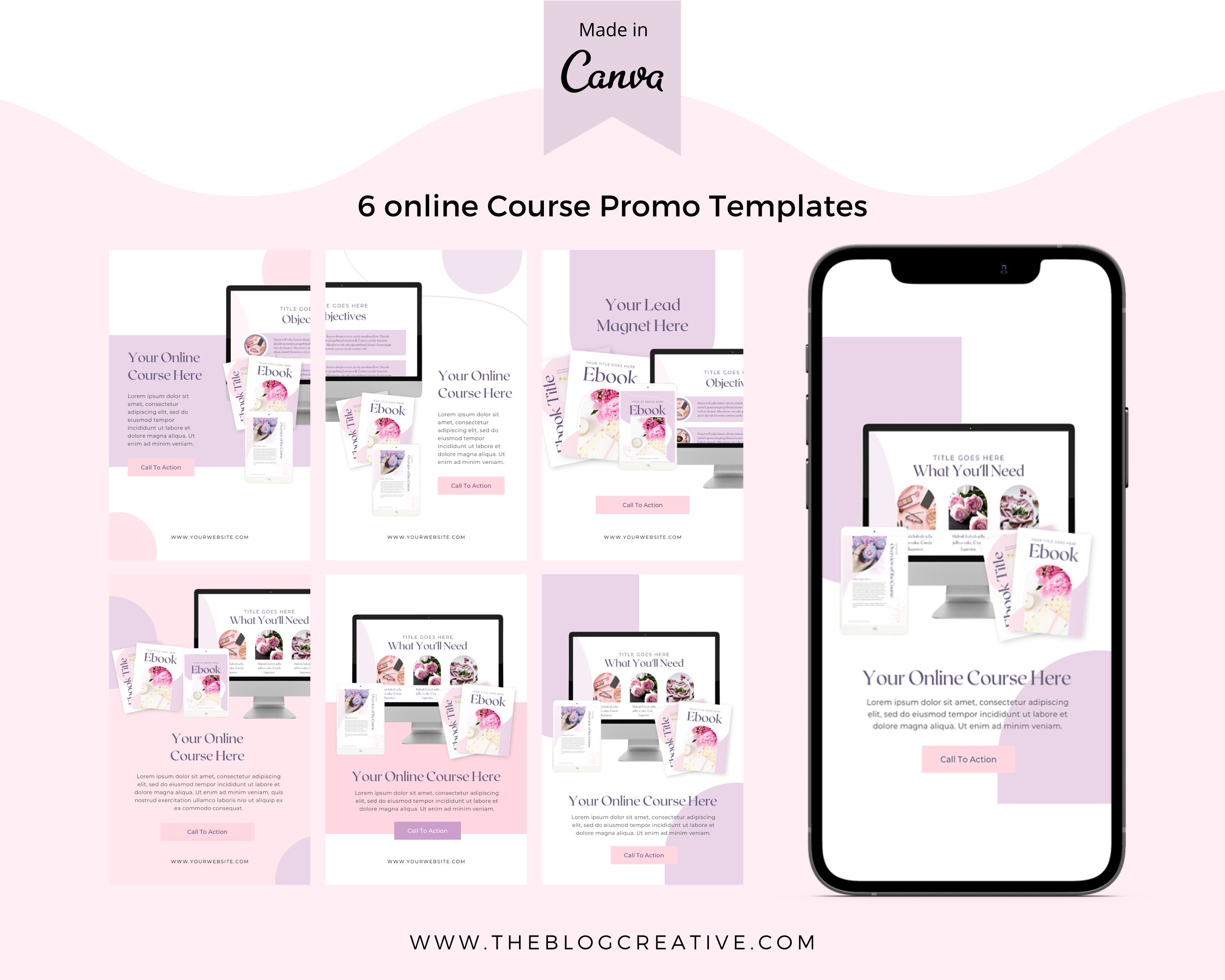Pink and Feminine Pinterest Templates for Bloggers – 45 Canva Pins for ...