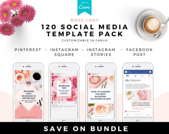 Canva Social Media Template Pack Pinterest Template | Etsy