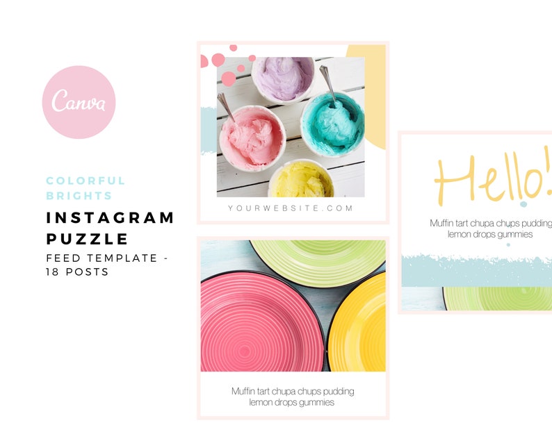 Colorful Brights Business Canva Instagram Puzzle Feed Template - Etsy