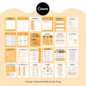 Yellow, Orange, Ebook, Workbook Canva Template, Workbook Template, DIY ...