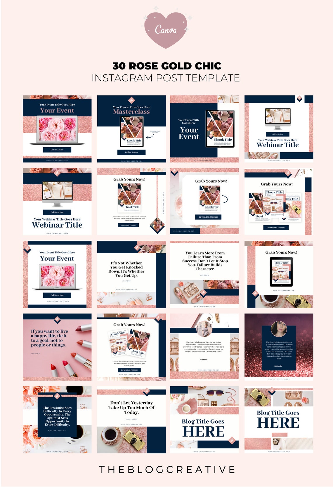 Rose Gold Chic Instagram template instagram post instagram | Etsy