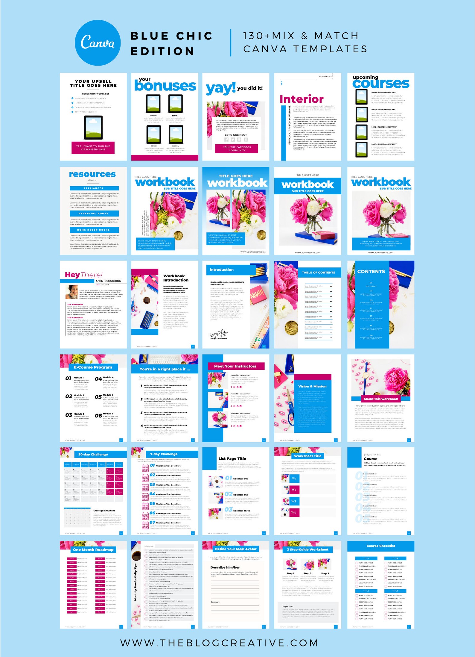 Blue Chic Workbook Canva Template Workbook Template DIY - Etsy