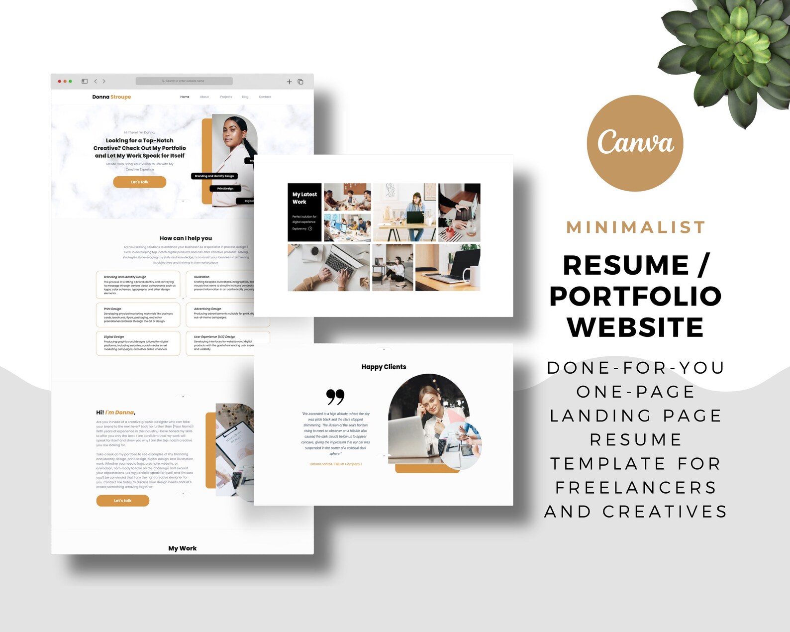 Minimalist Resume Portfolio Website Template, Canva Landing Page - Etsy