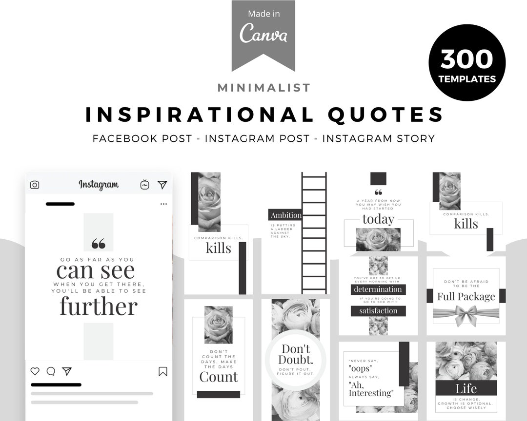 300 Inspirational Quotes Templates for Canva, Canva Template, Coach ...