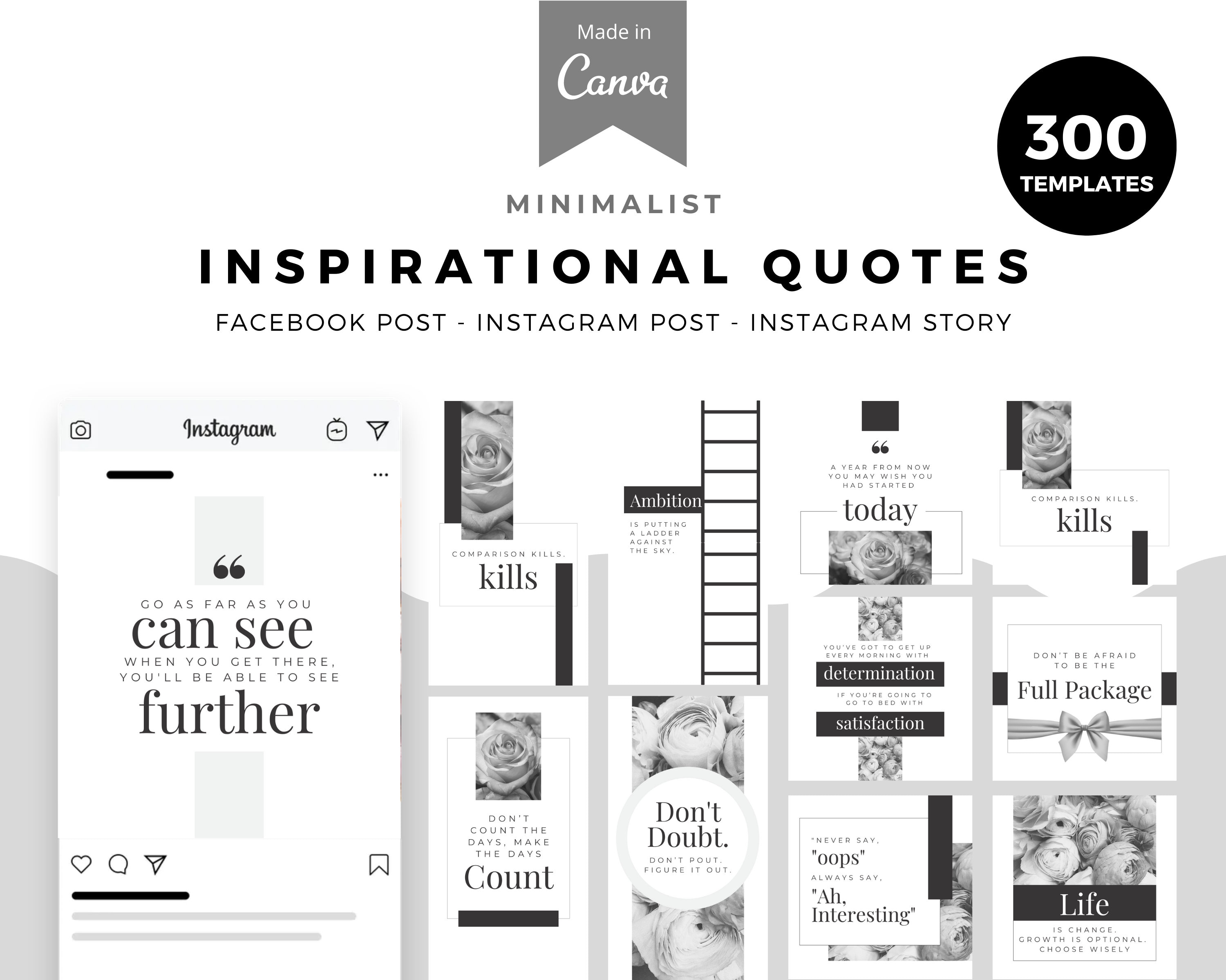 300 Inspirational Quotes Templates for Canva Canva Template - Etsy