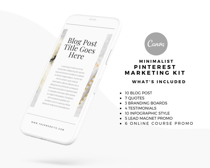 Minimalist Pinterest Marketing Kit, Pinterest Canva Templates, Canva ...