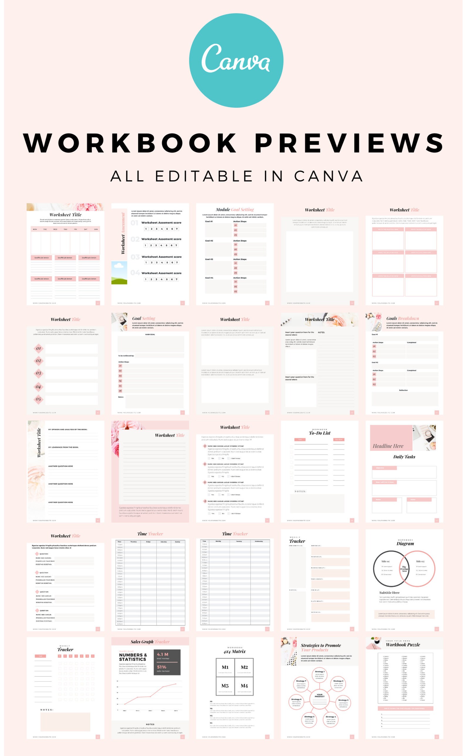 Boss Lady Mega Workbook Canva Template, Workbook Template, DIY Canva ...