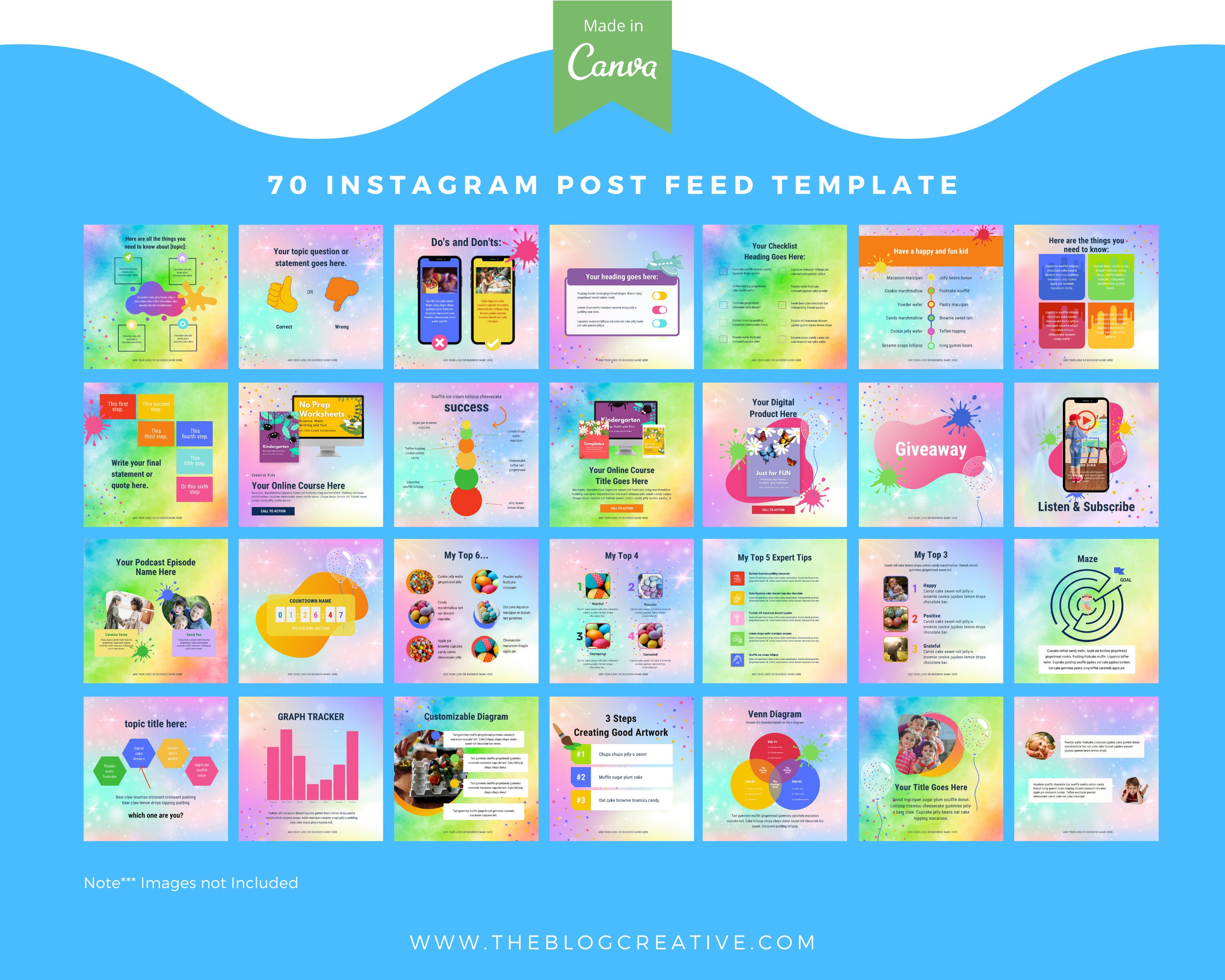 Creative kids Instagram Post Templates Gold Instagram Story | Etsy
