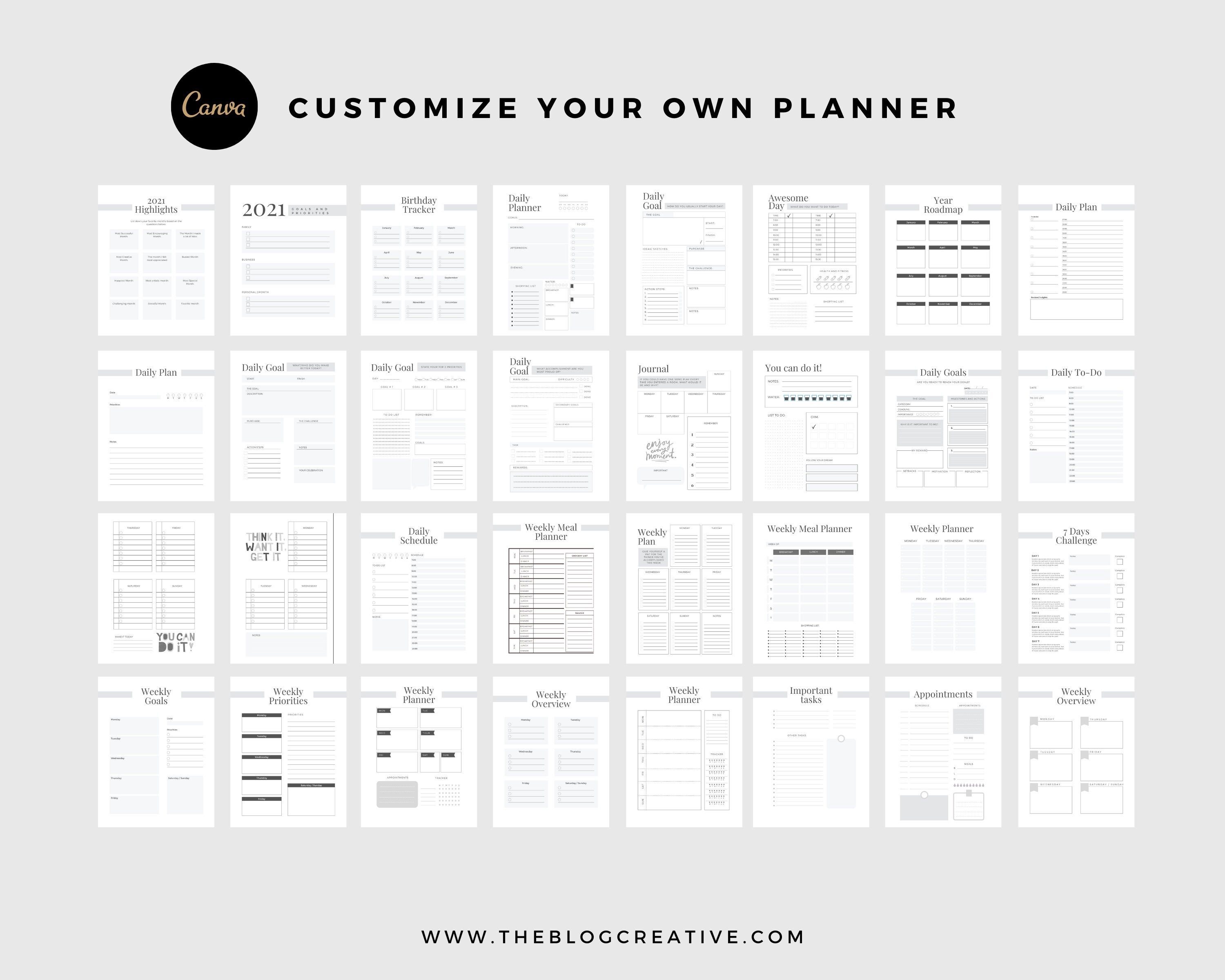 Customize Your Own Planner Template, Canva Template, DIY Planner ...