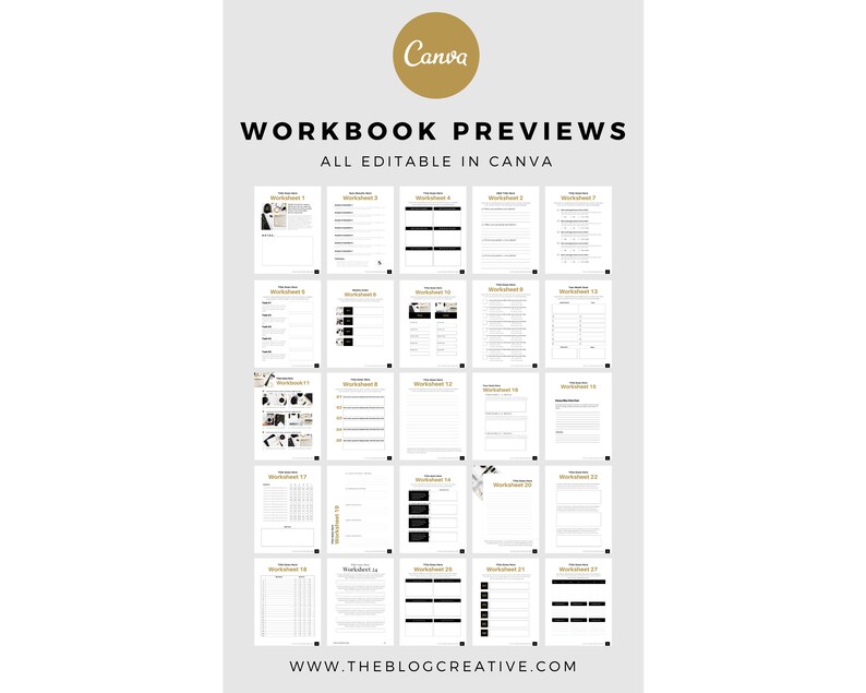 Lovely Business Mega Workbook Canva Template Workbook | Etsy
