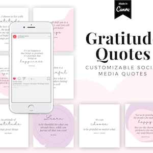 100 Gratitude Canva Quotes, Positive Quotes, Customizable Canva ...