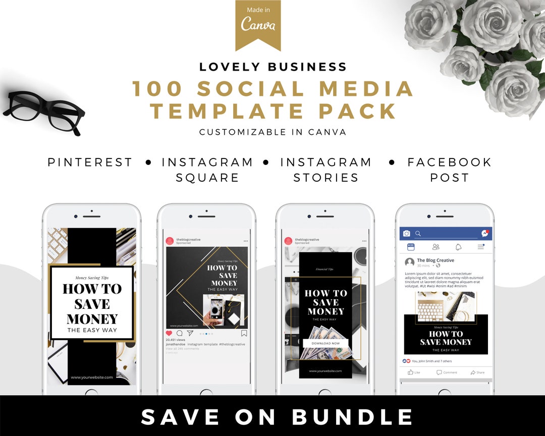 Lovely Business, Canva Social Media Template Pack, Pinterest Template ...