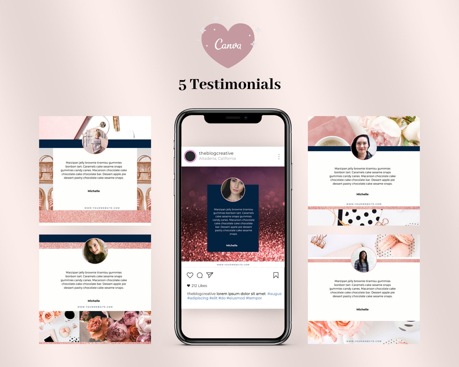 Rose Gold Chic Instagram Template Instagram Post Instagram | Etsy