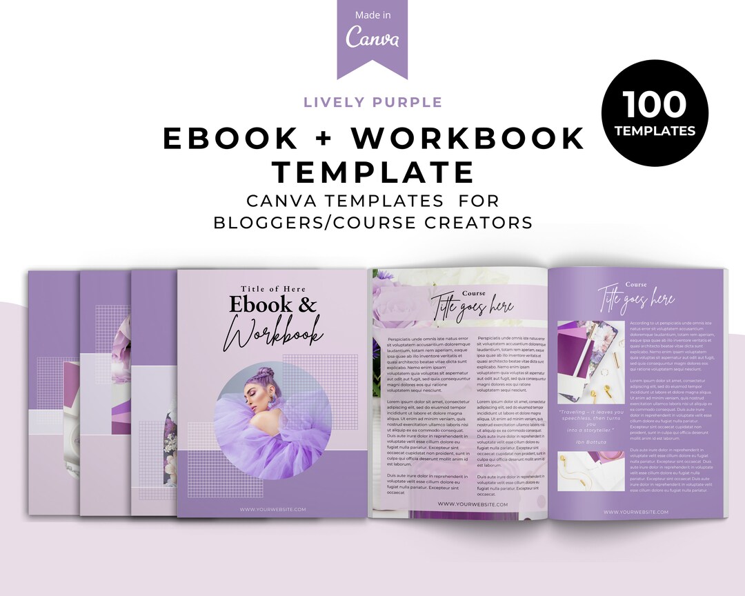 Lively Purple, Workbook Canva Template, Workbook Template, DIY Canva ...