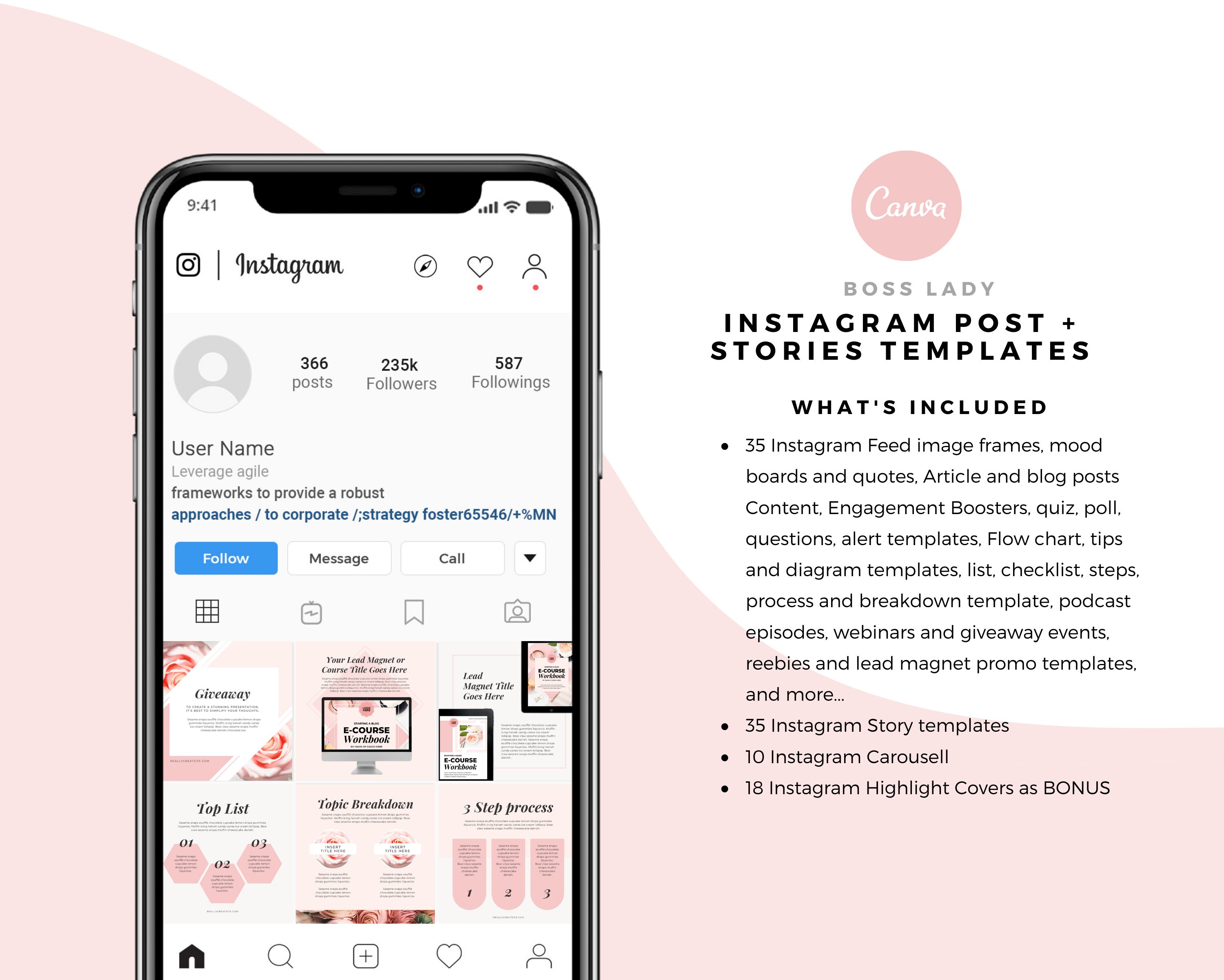 Boss Lady instagram Post Templates Black and White - Etsy