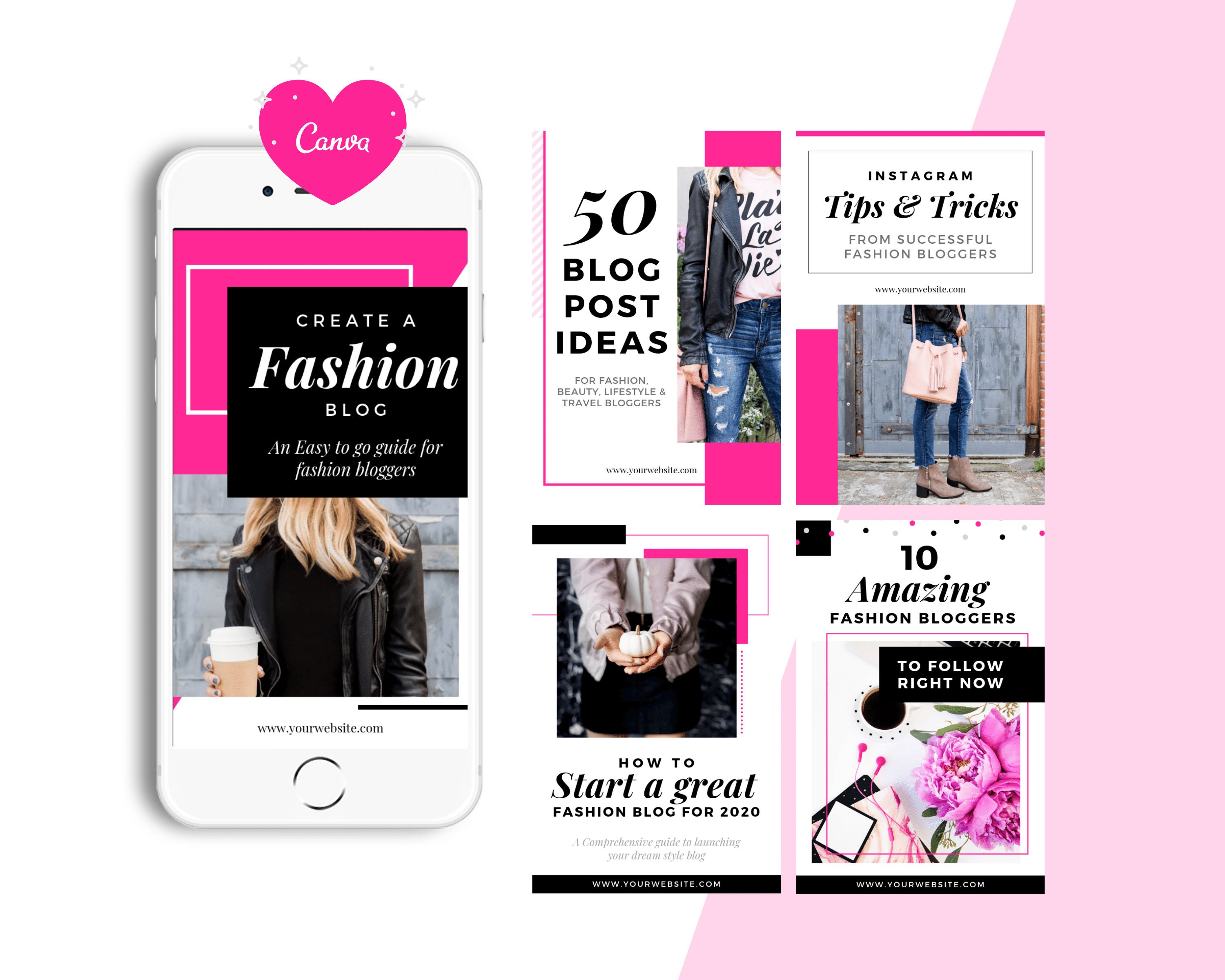 Fashion Blogger Pinterest Templates for Canva. Fashion | Etsy
