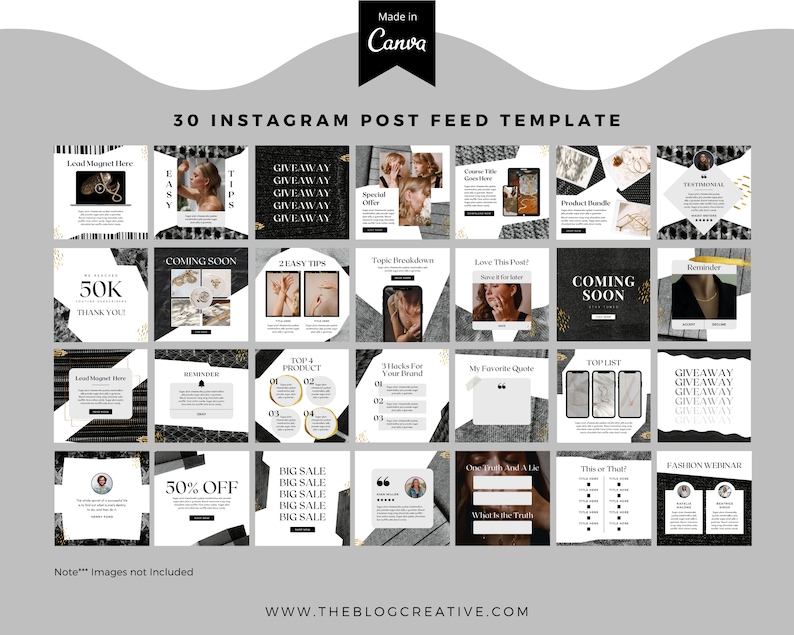 Cutout Textured Instagram Post Templates Gold Instagram | Etsy