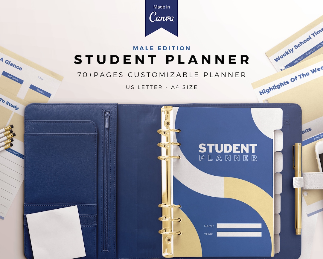 Editable Student Planner, Canva Template, Digital & Printable, Weekly ...