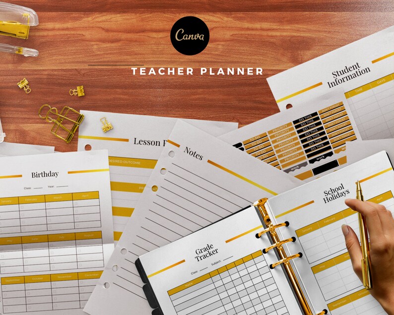 Teacher Planner Template Canva Template DIY Planner - Etsy
