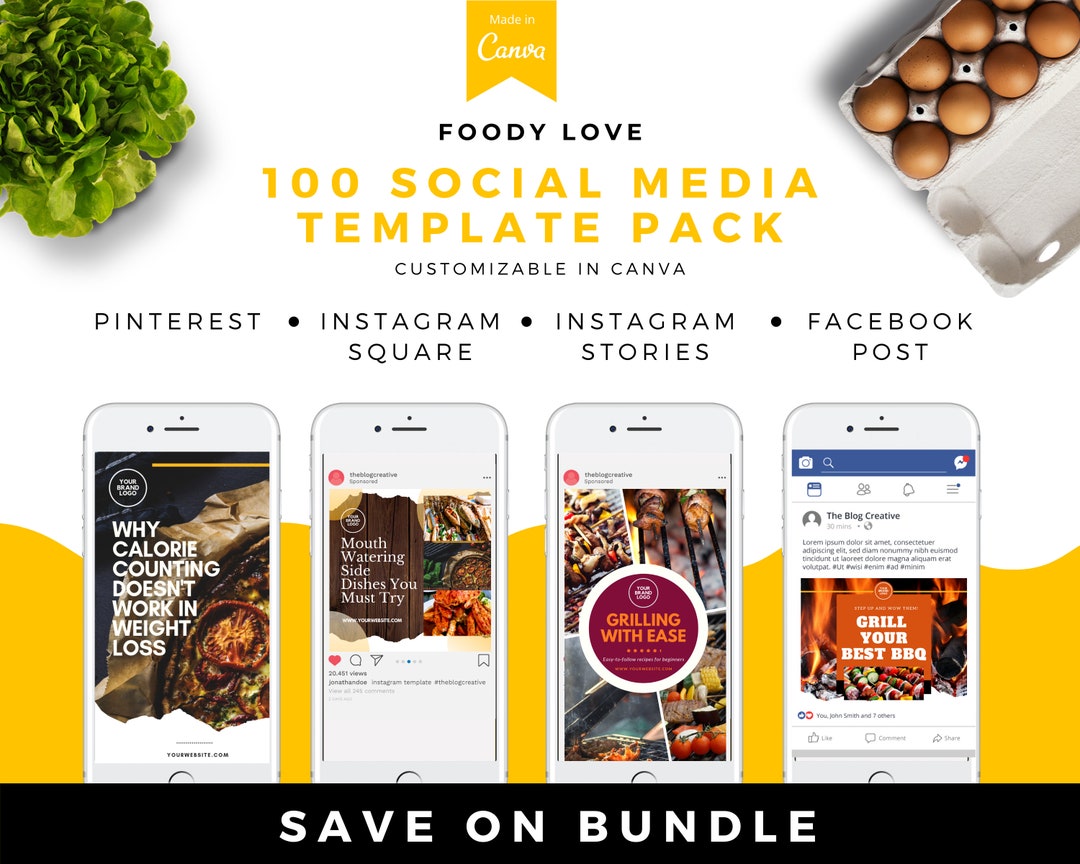 Canva Social Media Template Pack, Pinterest Template, Instagram ...