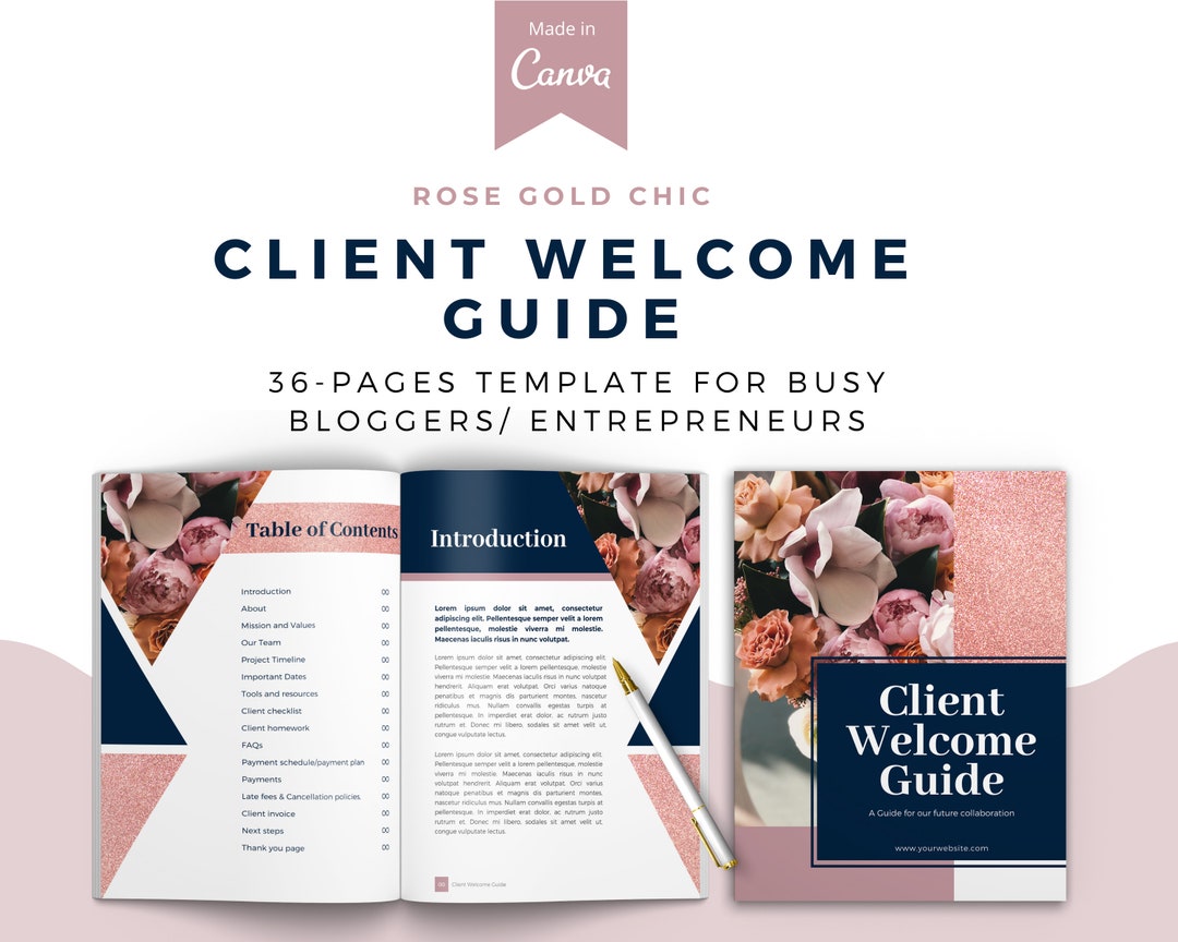 Rose Gold Chic Editable New Client Welcome Packet | Welcome Packet ...