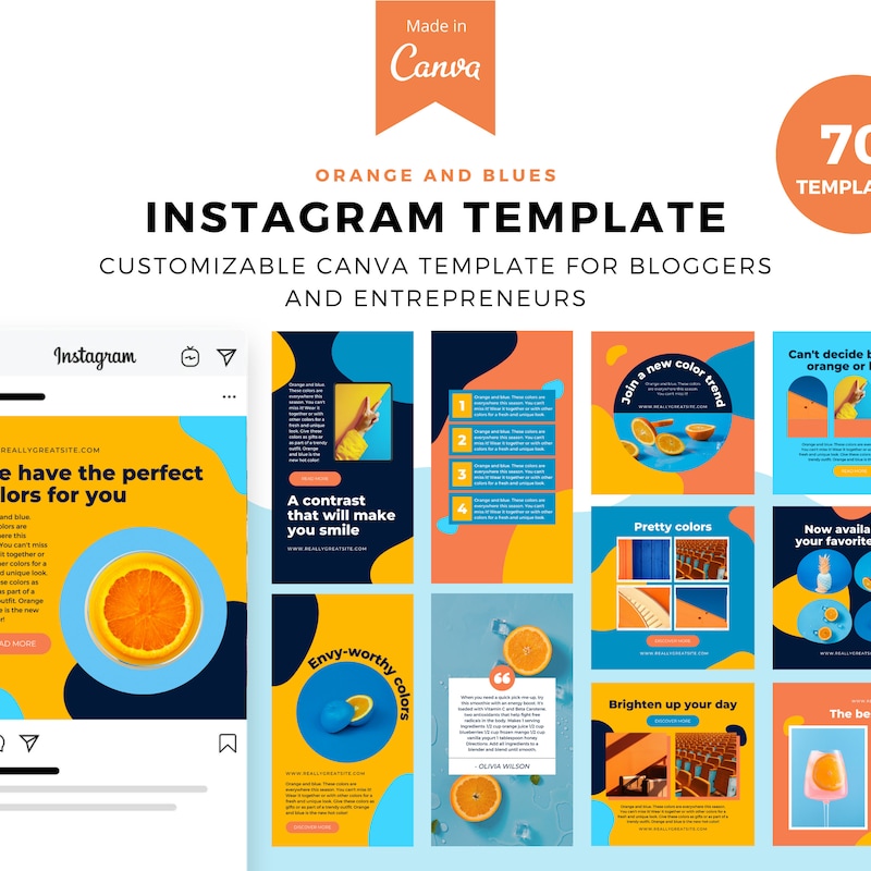 Blue Instagram Template - Etsy