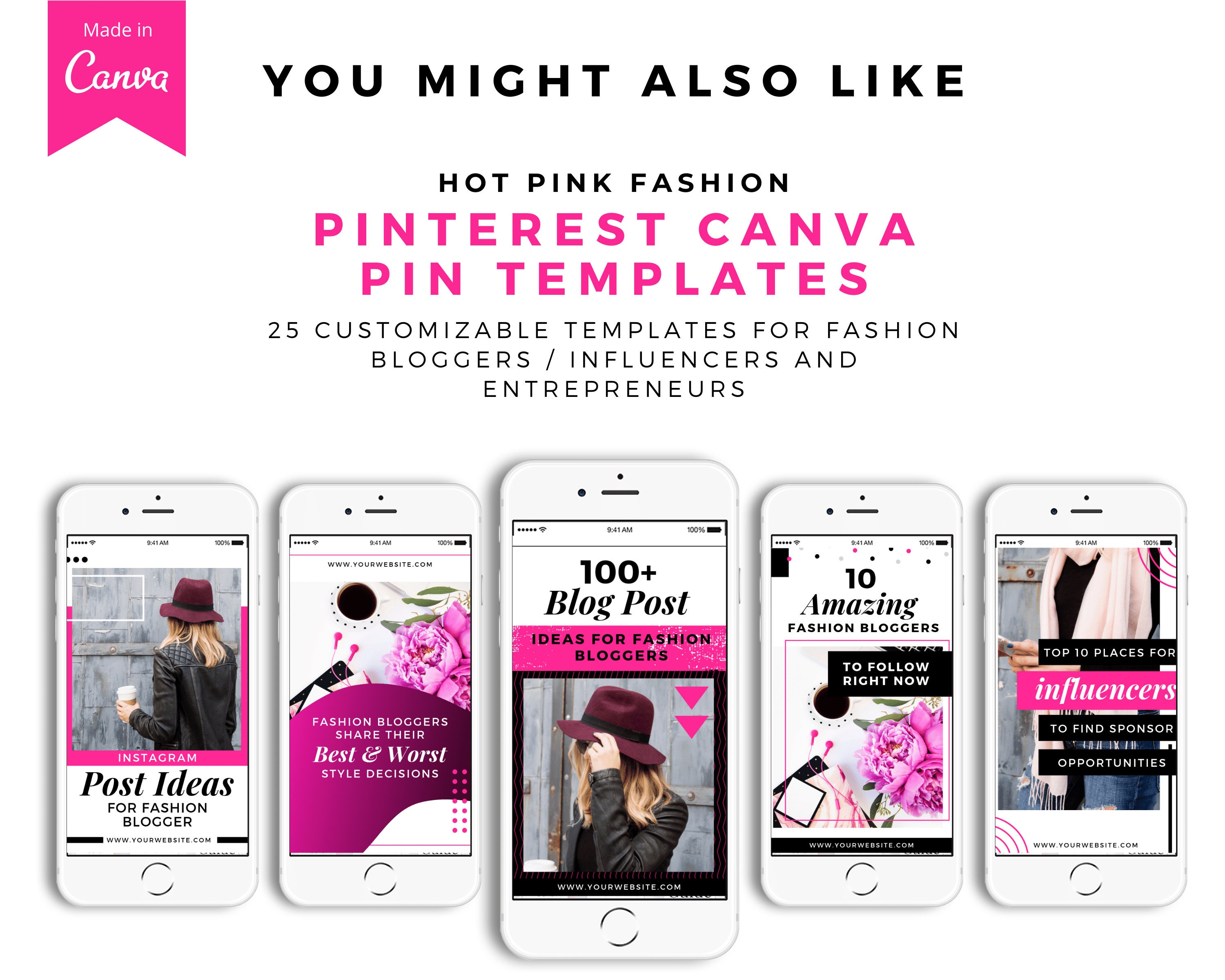 Hot Pink Fashion Canva templateEbook. Lead Magnet Canva - Etsy España