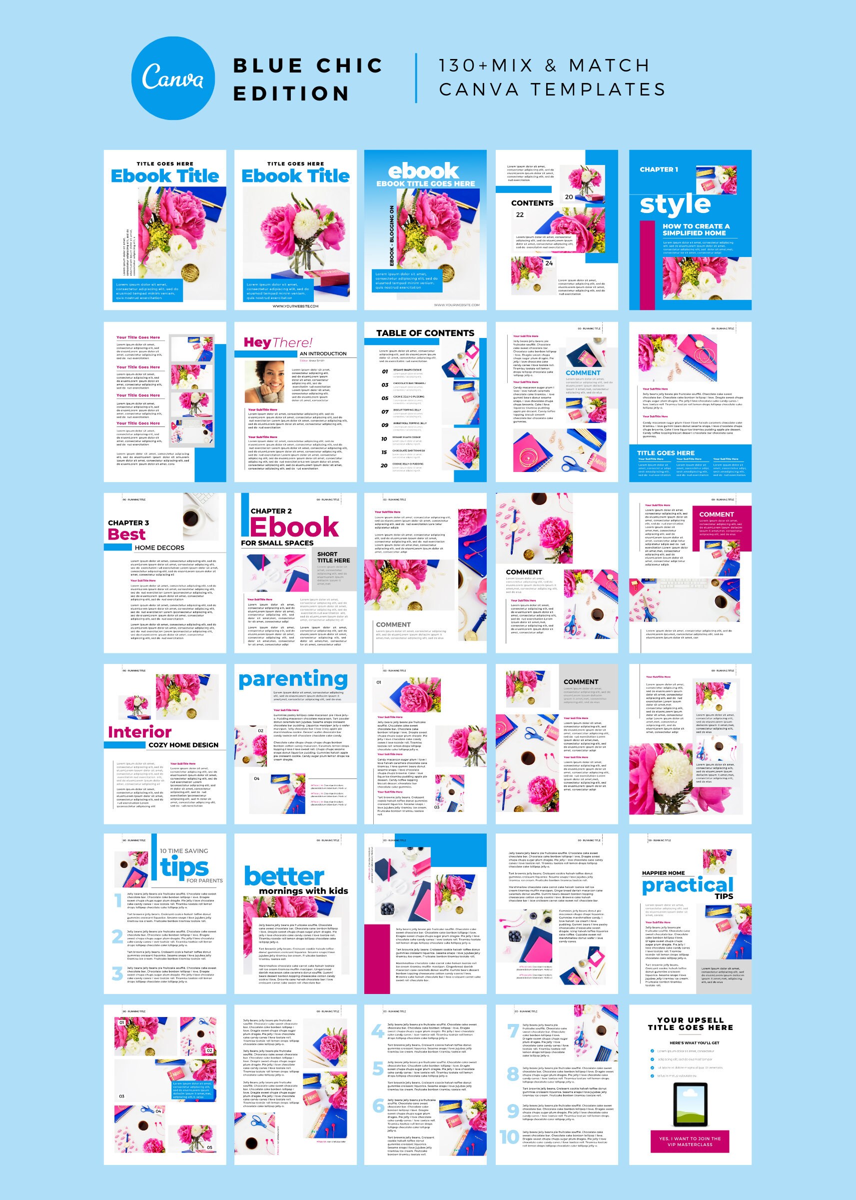 Blue Chic Workbook Canva Template Workbook Template DIY | Etsy