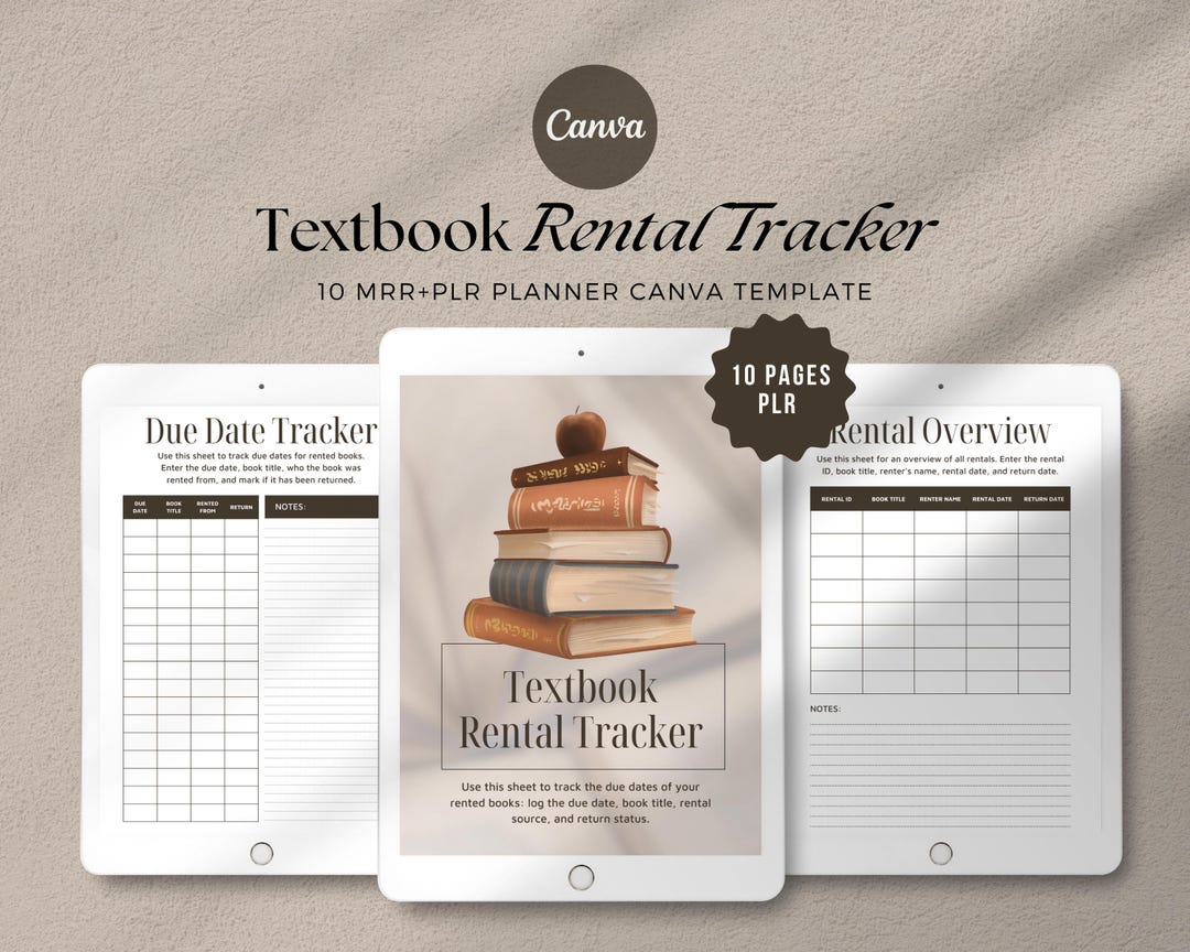 Textbook Rental Tracker Private Label Rights PLR, Book Rental Organizer ...