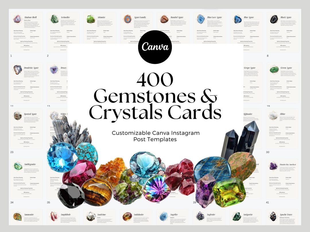 Crystal Information Cards Canva Templates | 400 Editable Instagram Post ...
