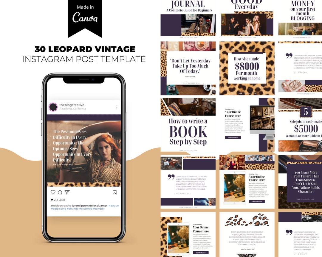Vintage Leopard Instagram Template, Instagram Post, Instagram Posts ...