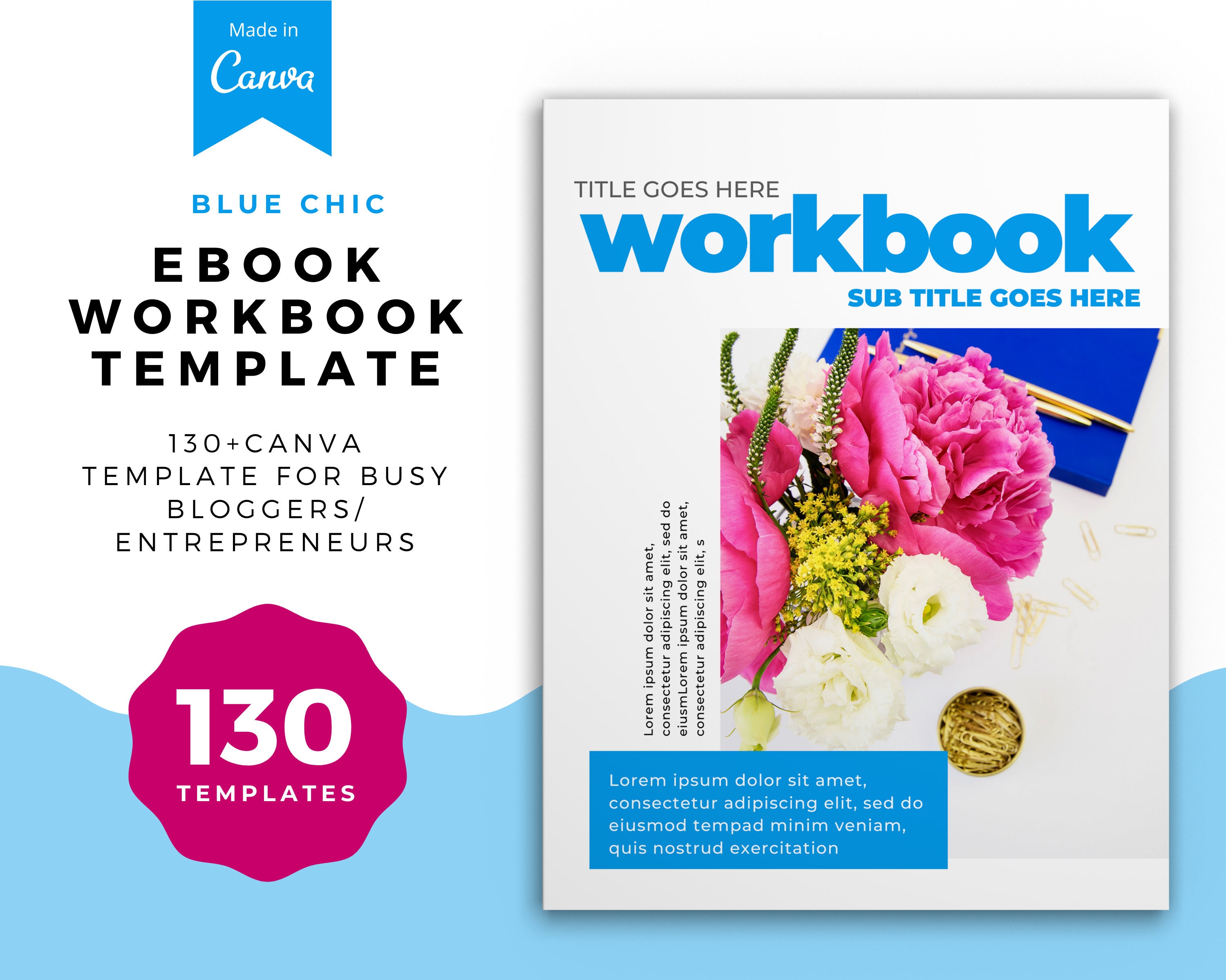 Blue Chic Workbook Canva Template Workbook Template DIY | Etsy
