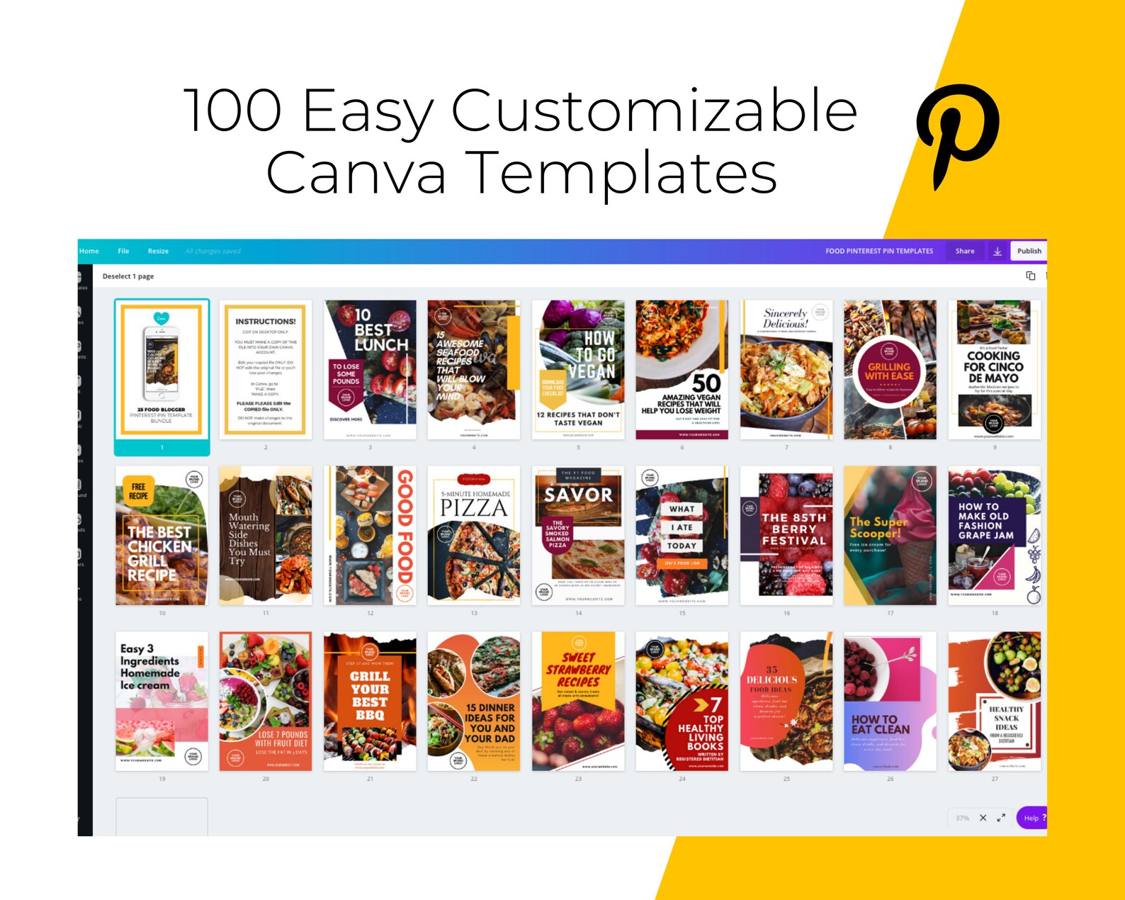 Canva Social Media Template Pack Pinterest Template | Etsy