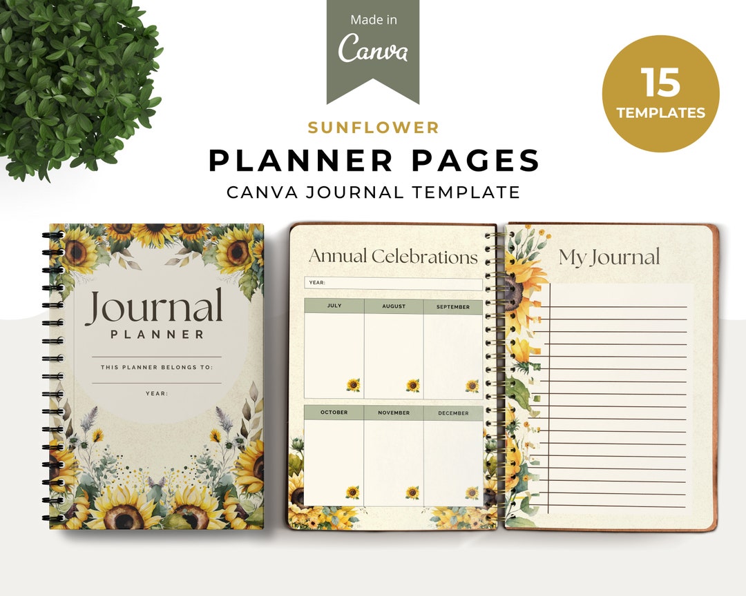 Sunflower Planner Canva Template, Weekly Planner, Editable Canva ...