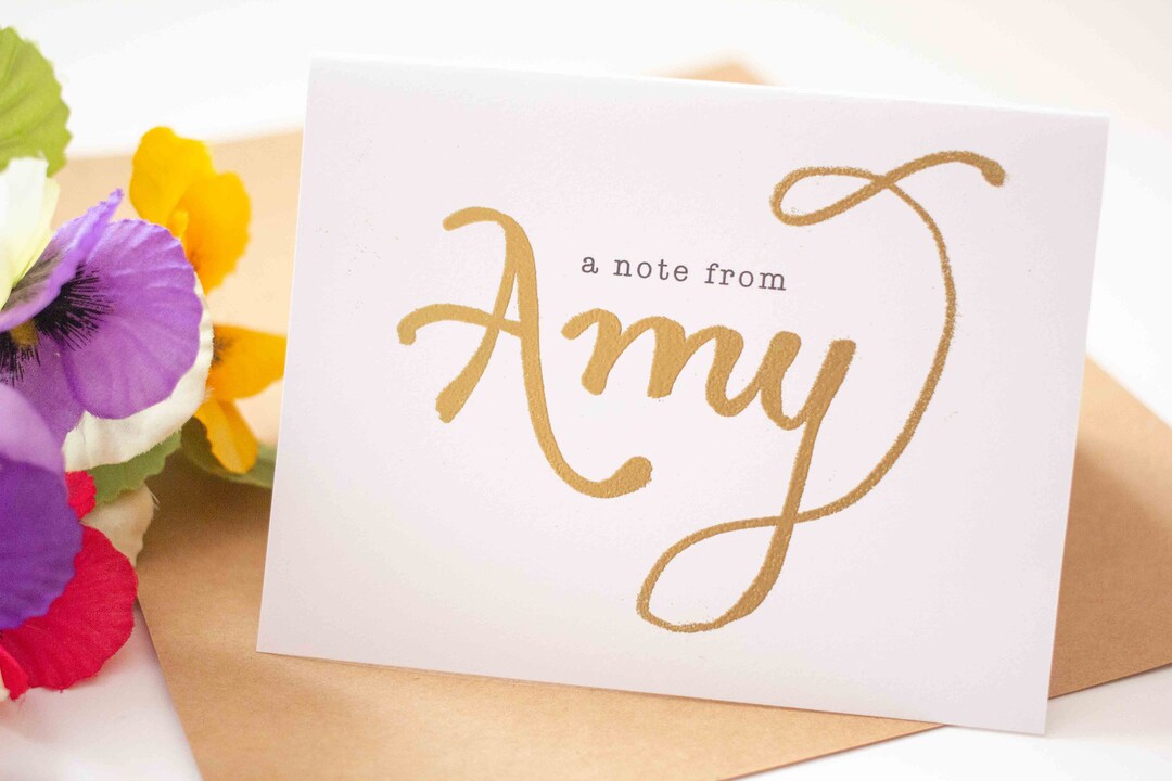 A Note From [YOUR NAME] - Custom Hand Lettering Note Card Stationary - Etsy