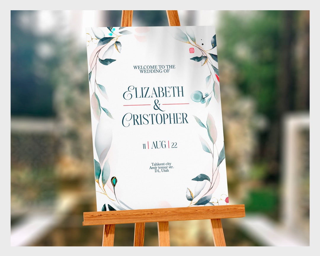 Greenery Welcome Banner, Wedding Sign Poster - Etsy