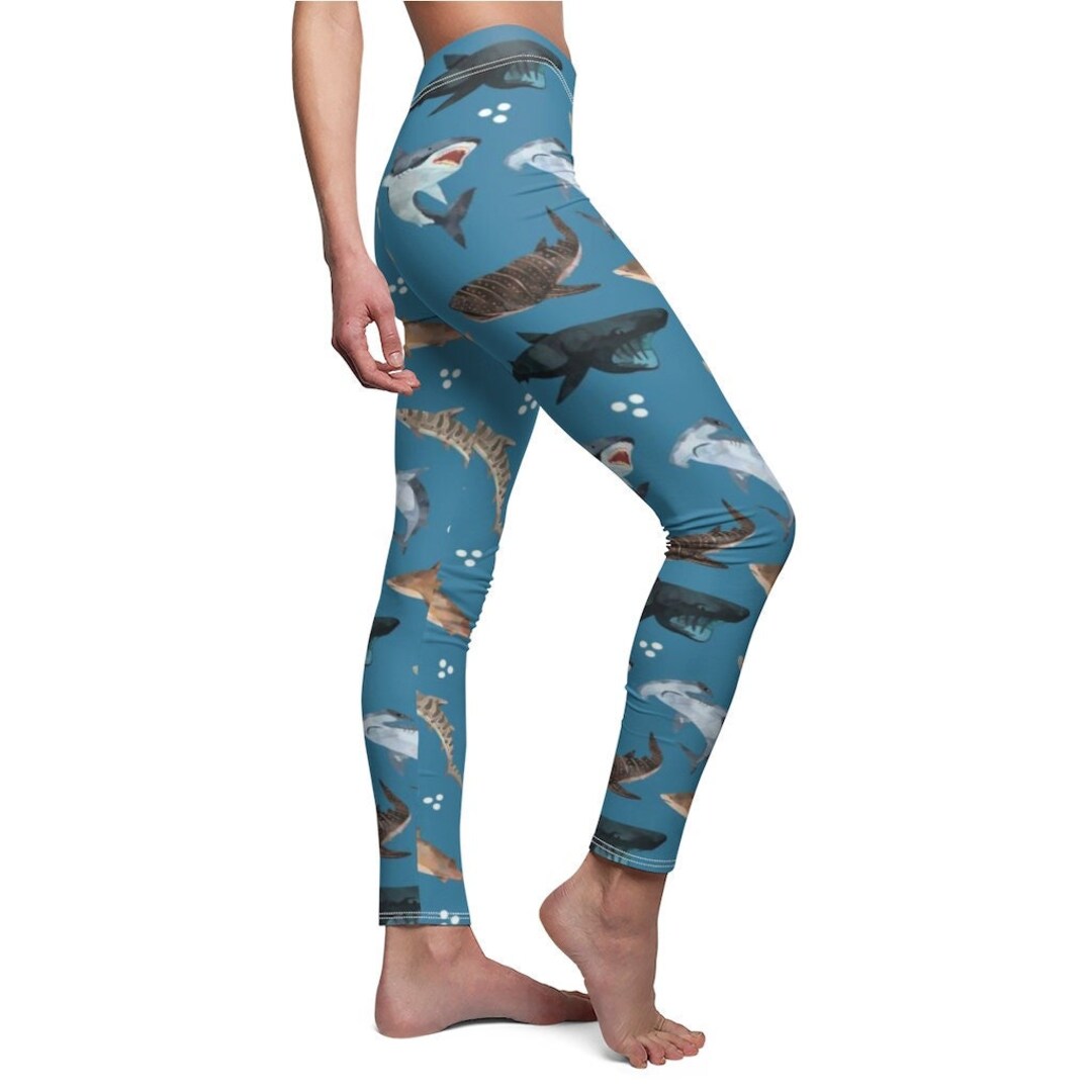 Shark Leggings, Shark Stretch Pants, Womens Leggings, Shark Costume ...