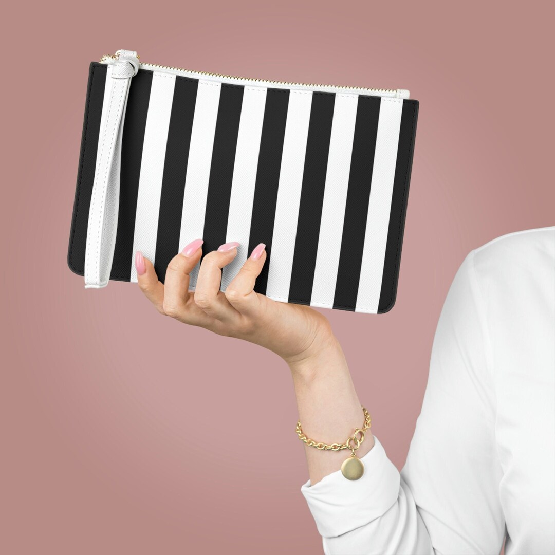 Black White Striped Clutch Bag, Stripe Purse, Small Purse, Stripe ...