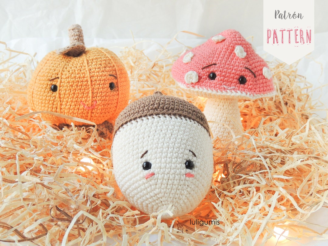 Fall Amigurumi Crochet Pattern: Pumpkin, Acorn, Mushroom (PDF Pattern ...
