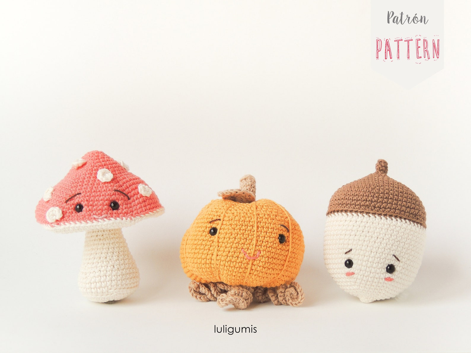 Fall Amigurumi Crochet Pattern: Pumpkin, Acorn, Mushroom (PDF Pattern ...