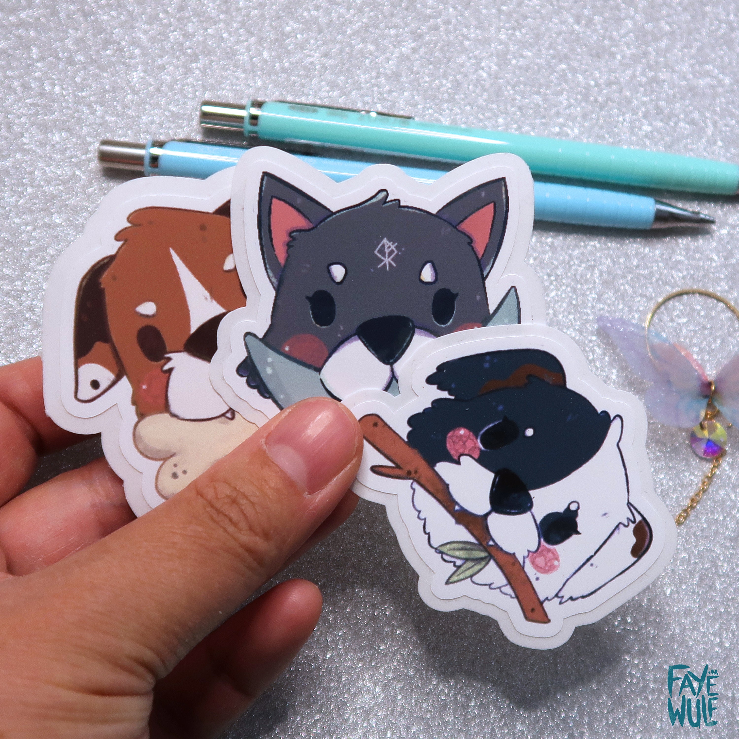 Canine Trio Sticker Pack Die-cut Stickers Cute Wolf Kawaii Doggo Puppy ...