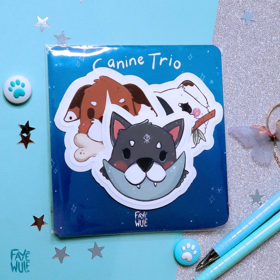 Canine Trio Sticker Pack Die-cut stickers Cute Wolf | Etsy