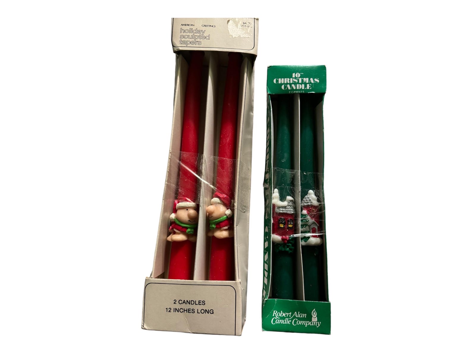 Vintage Holiday Taper Candles Set of 2 Sculpted Christmas Candles, 12 ...