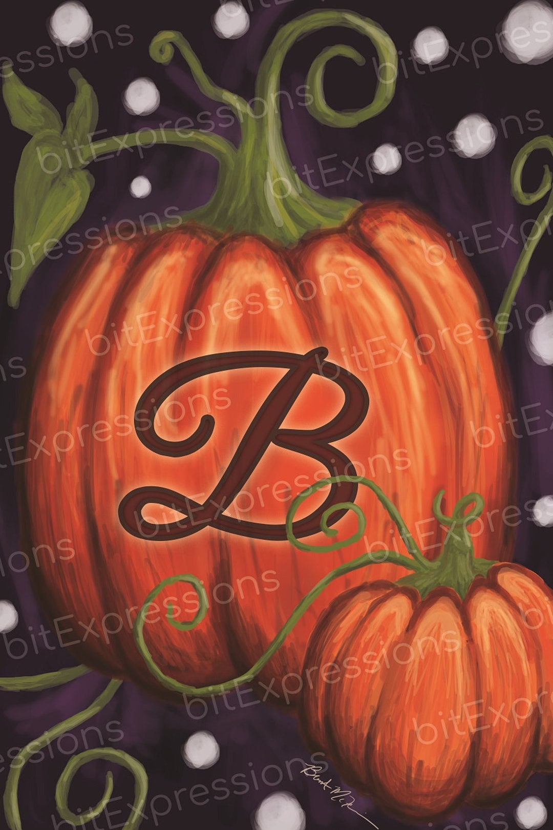Fall Pumpkin With Custom Letter - Etsy