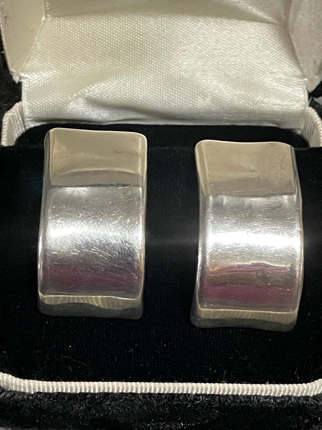 Vintage Sterling Silver BAT-AMI Modernist Flat Half Hoop Post Clip ...