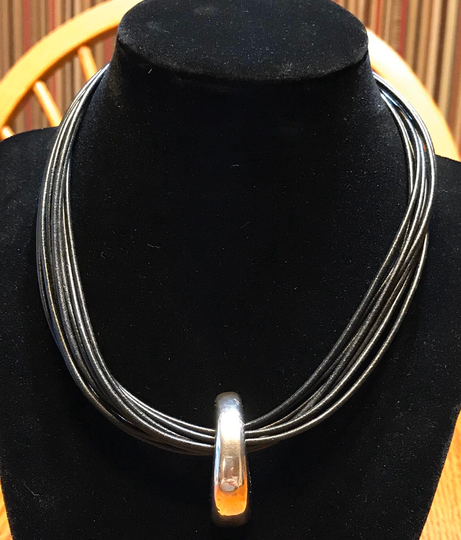 Silpada N1107 Sterling Silver Slide Pendant Black Leather Multi Strand ...